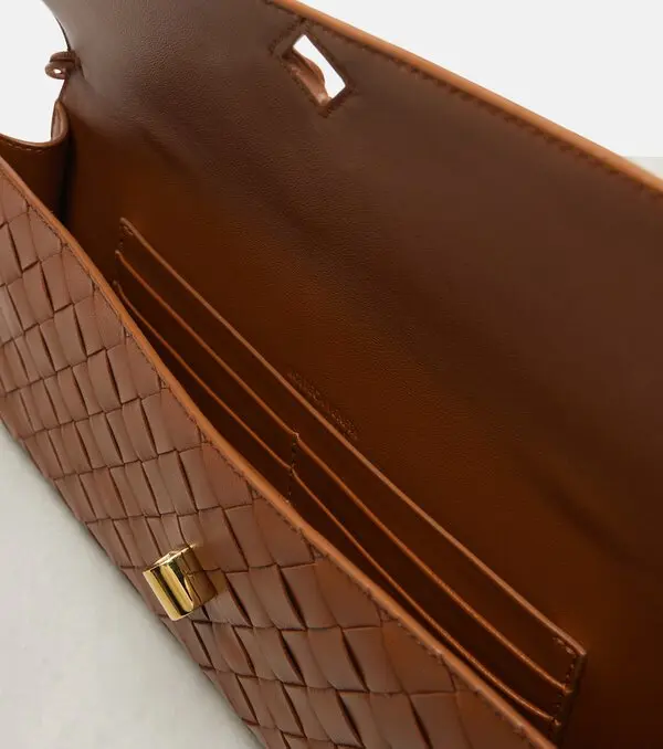 Bottega Veneta Intrecciato Nappa Leather Clutch - Brown