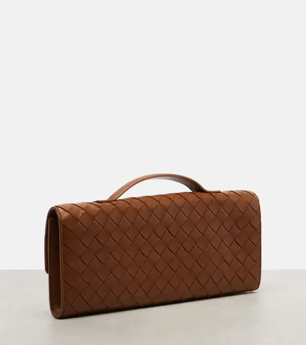 Bottega Veneta Intrecciato Nappa Leather Clutch - Brown