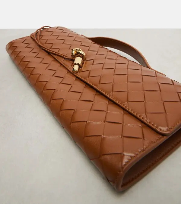 Bottega Veneta Intrecciato Nappa Leather Clutch - Brown