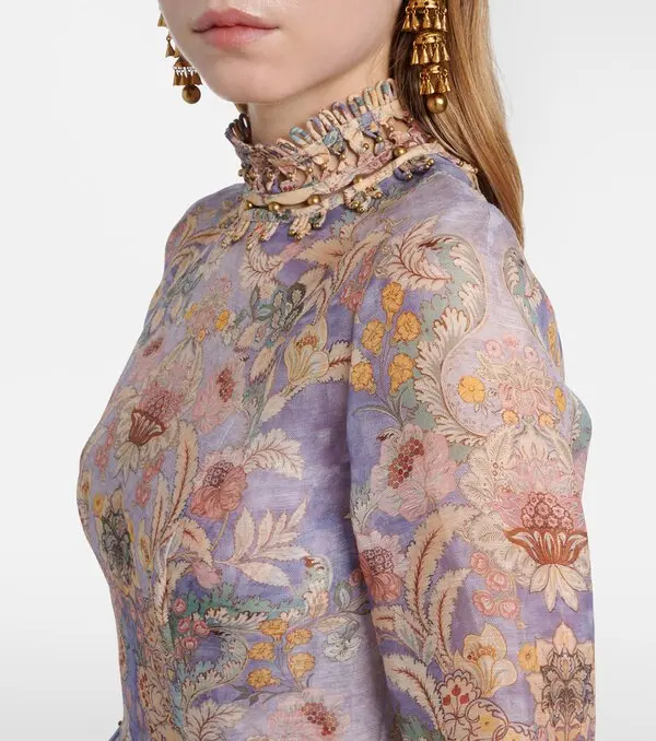 Zimmermann Rebellion Linen And Silk Midi Dress - Multicoloured