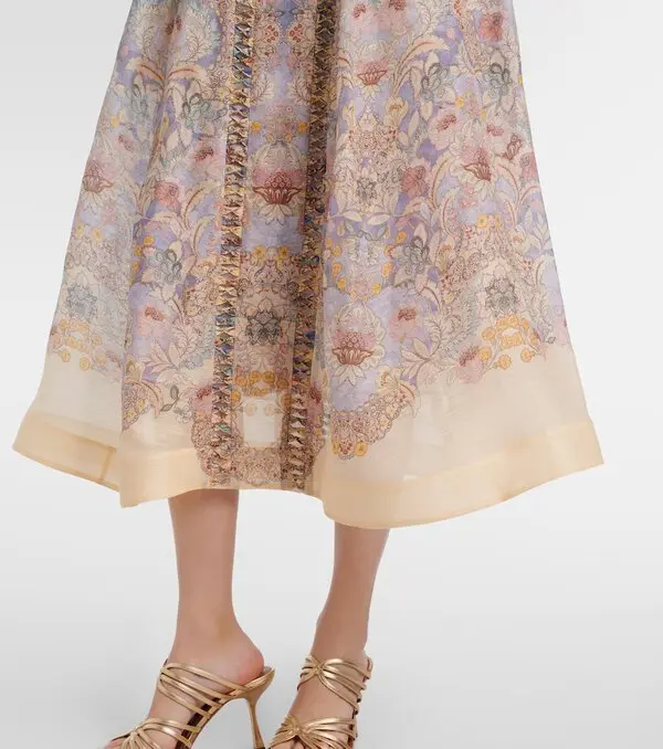 Zimmermann Rebellion Linen And Silk Midi Dress - Multicoloured