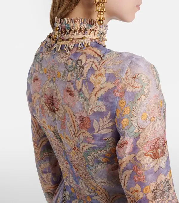 Zimmermann Rebellion Linen And Silk Midi Dress - Multicoloured