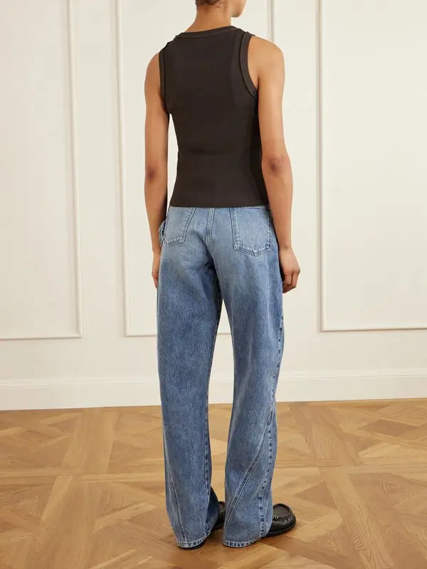 Loewe Anagram Embroidered Ribbed Tank - Brown