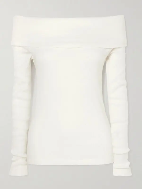 LISA YANG Claudina Off-the-shoulder Top - Neutrals
