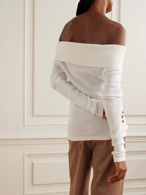 LISA YANG Claudina Off-the-shoulder Top - Neutrals
