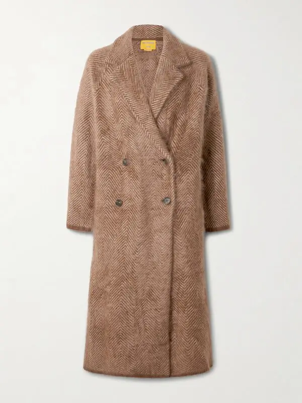 Guest In Residence Grizzly Double-breasted Herringbone Brushed-cashmere Coat