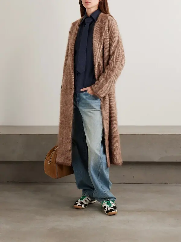 Guest In Residence Grizzly Double-breasted Herringbone Brushed-cashmere Coat