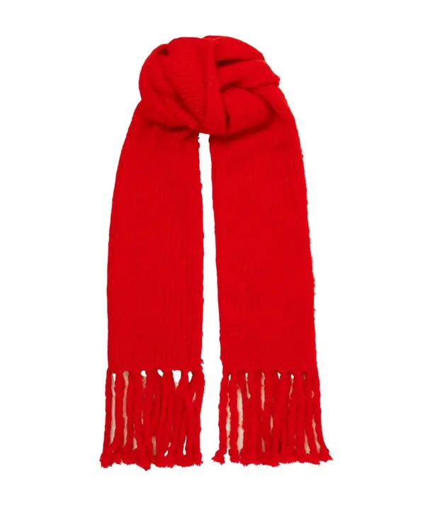 Guest In Residence Cloud Tasseled Ribbed Wool-blend Scarf - Red
