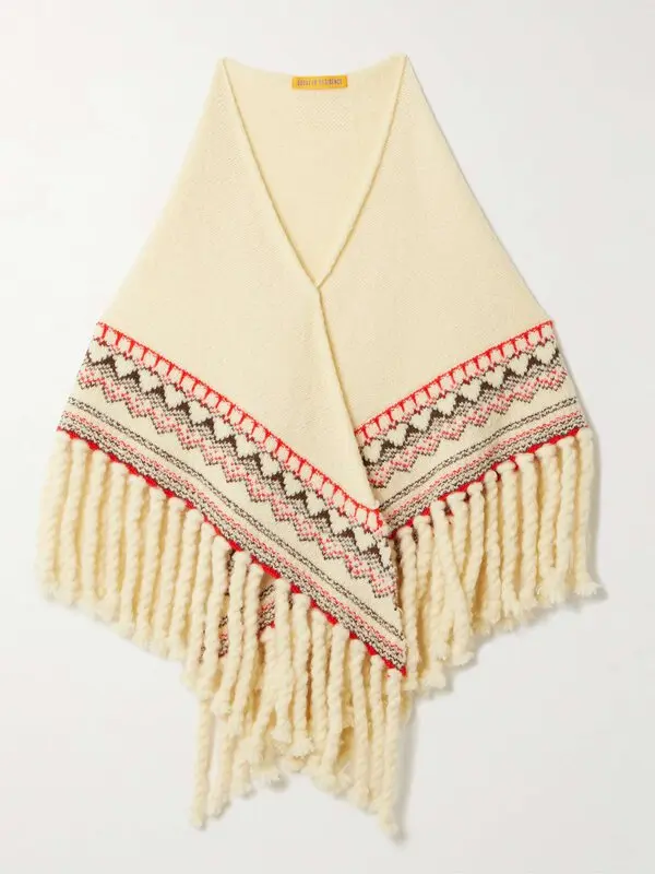 Guest In Residence Cloud Chalet Fringed Fair Isle Wool And Cashmere-blend Shawl - Pastel Yellow
