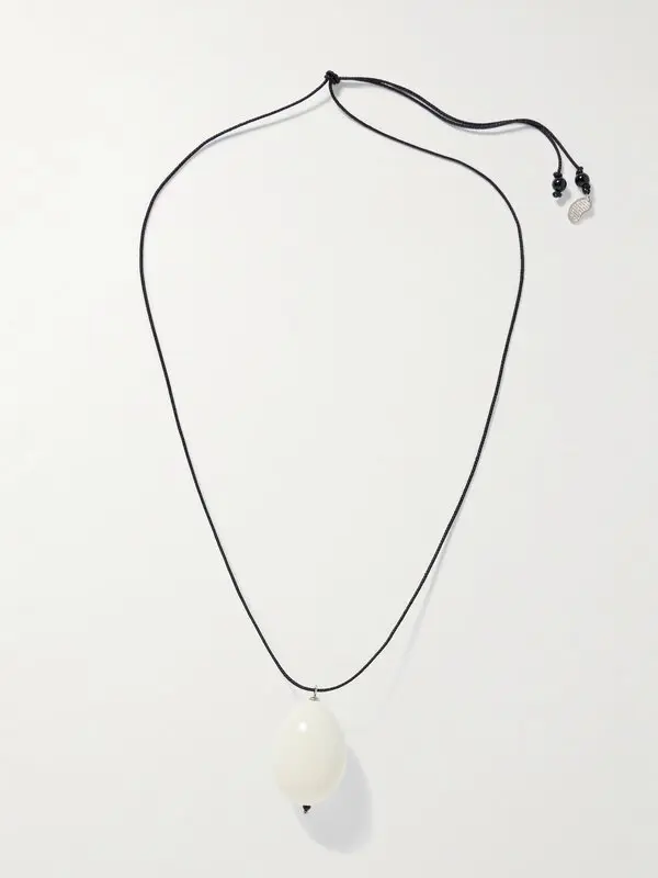 GOHAR WORLD Host Porcelain, Silver And Cord Necklace - White