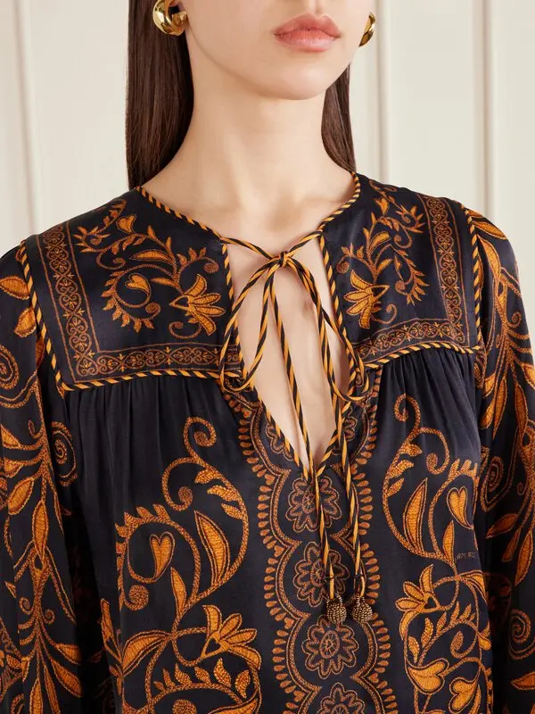 Farm Rio Cornely Ainika Printed Voile Blouse - Black