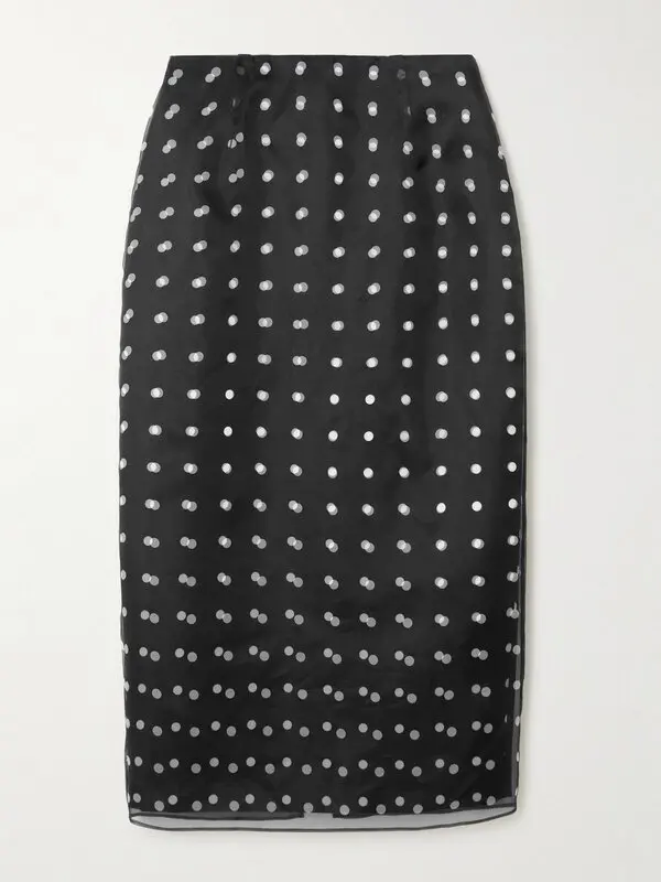 EMILIA WICKSTEAD Bethan Layered Polka-dot Skirt - Black