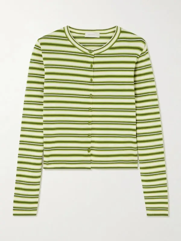 Faithfull The Brand Cinta Striped Cotton-blend Cardigan - Green