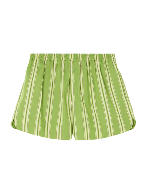 Faithfull The Brand Lonia Striped Cotton-poplin Shorts - Green