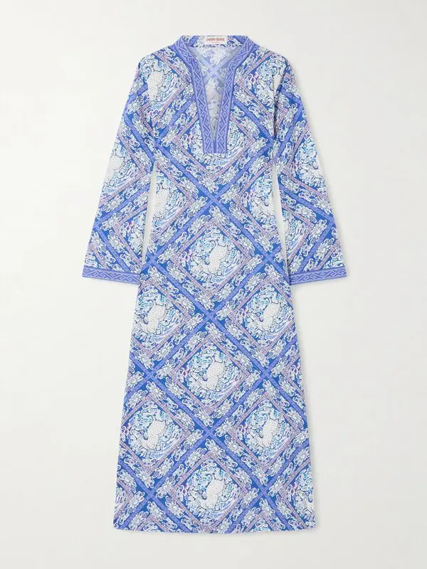 EMPORIO SIRENUSE Giada Printed Cotton Coverup - Blue