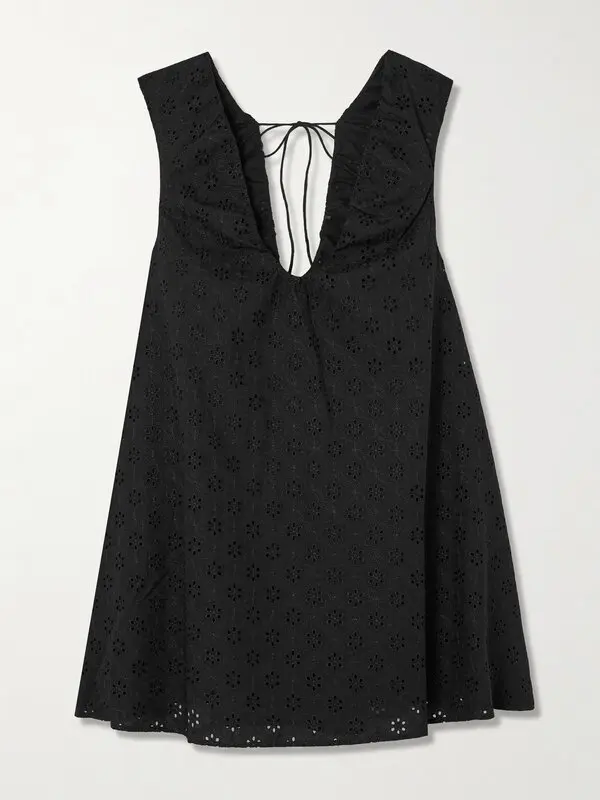 Faithfull The Brand Juana Broderie Anglaise Mini Dress - Black
