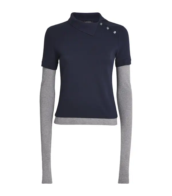 A.W.A.K.E. Mode Cotton Asymmetric Double Polo Shirt