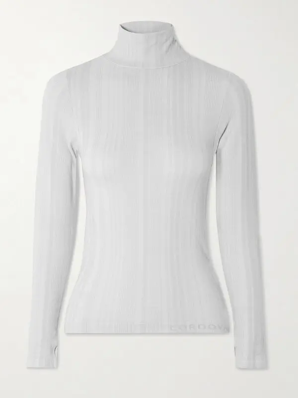 Cordova Sol Ribbed Stretch-jersey Turtleneck Top - Gray