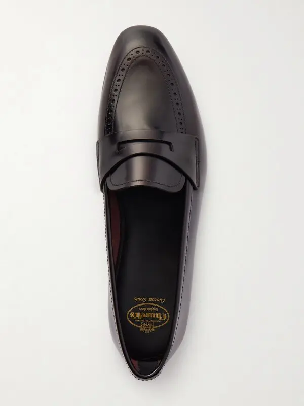 Church's Onyx Perforated Leather Loafers