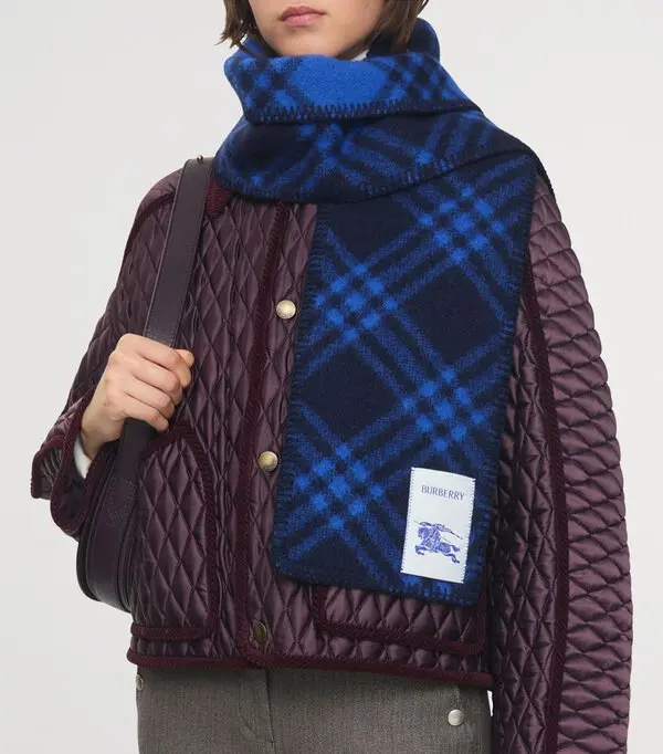 Burberry Narrow Wool Check Scarf