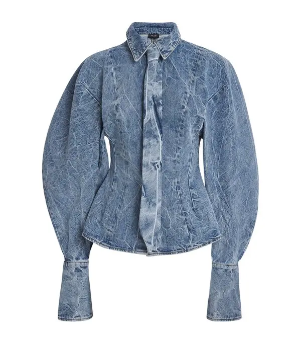 A.W.A.K.E. Mode Tie-detail Denim Shirt