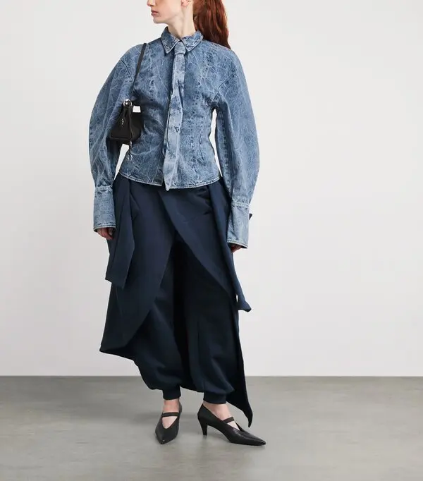 A.W.A.K.E. Mode Tie-detail Denim Shirt