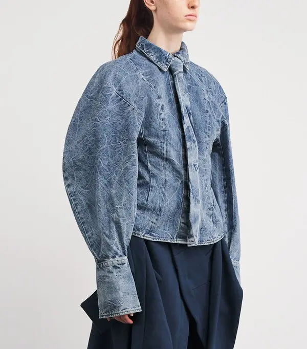A.W.A.K.E. Mode Tie-detail Denim Shirt