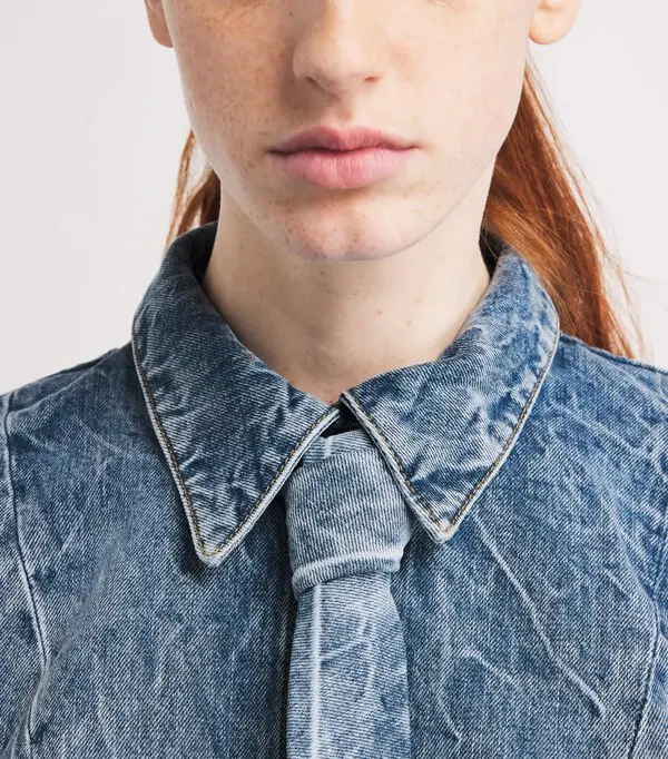 A.W.A.K.E. Mode Tie-detail Denim Shirt