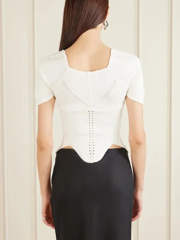 Cult Gaia Eliza Crocheted Top - White