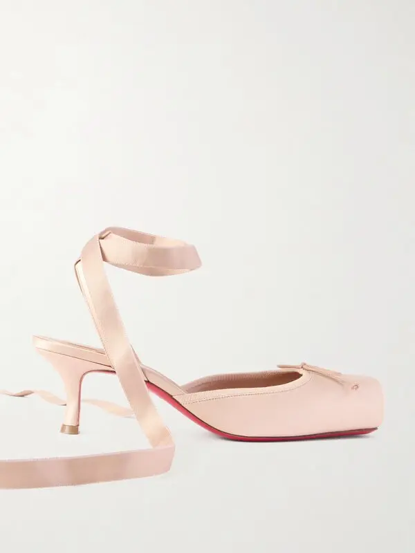 CHRISTIAN LOUBOUTIN Cassia 55 Bow-detailed Satin Pumps - Pink
