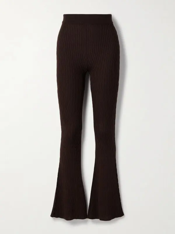 Cordova Savoie Ribbed Pointelle-knit Merino Wool Flared Pants