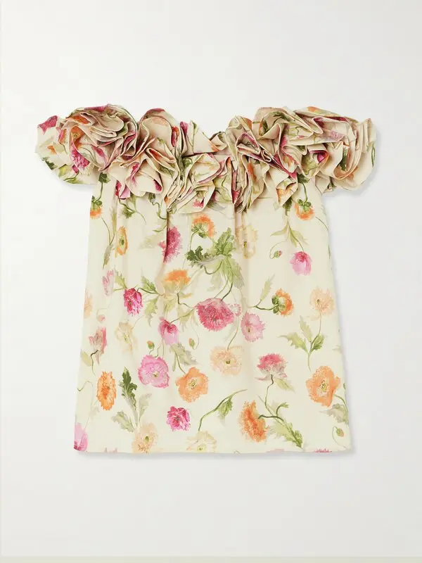 Carolina Herrera Off-the-shoulder Ruffled Floral-print Top - Multi