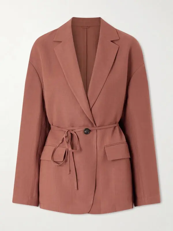 Brunello Cucinelli Embellished Belted Twill Wrap Jacket