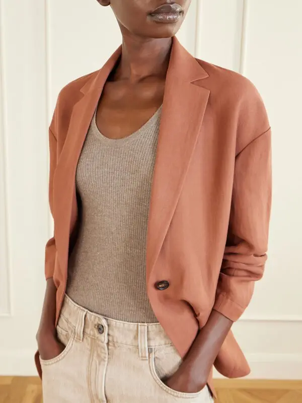 Brunello Cucinelli Embellished Belted Twill Wrap Jacket