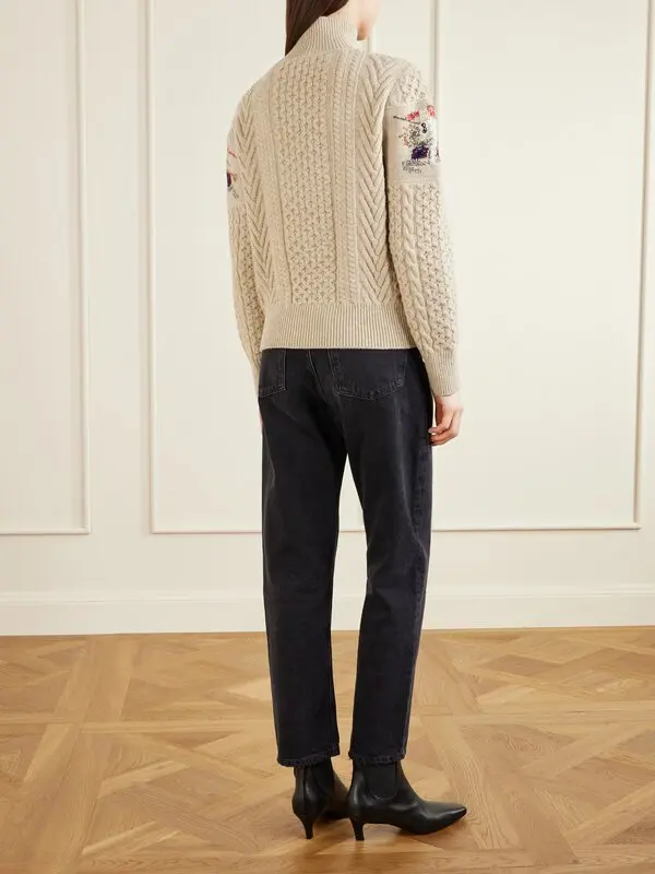 Burberry Cable-knit Jacquard Wool And Cashmere-blend Turtleneck Sweater