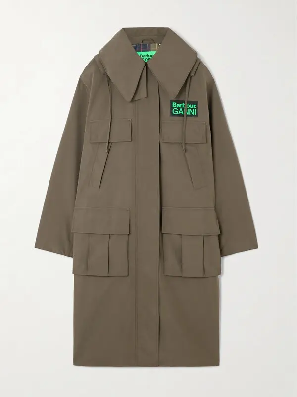 Barbour Ganni Ruffled Hooded Coat - Green