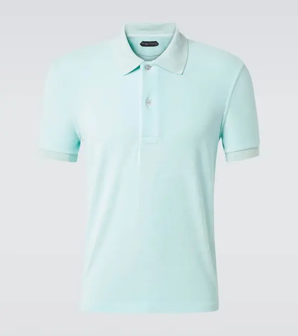 TOM FORD Cotton-blend Terry Polo Shirt - Blue