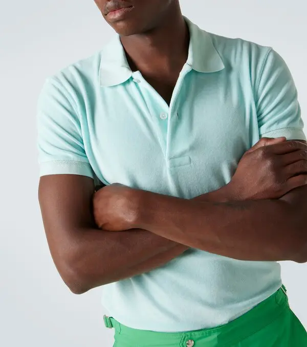 TOM FORD Cotton-blend Terry Polo Shirt - Blue