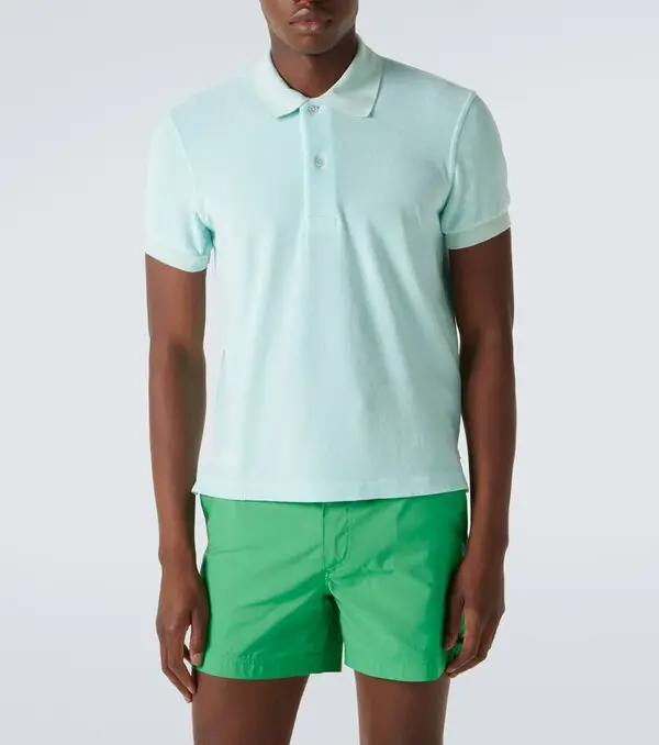 TOM FORD Cotton-blend Terry Polo Shirt - Blue