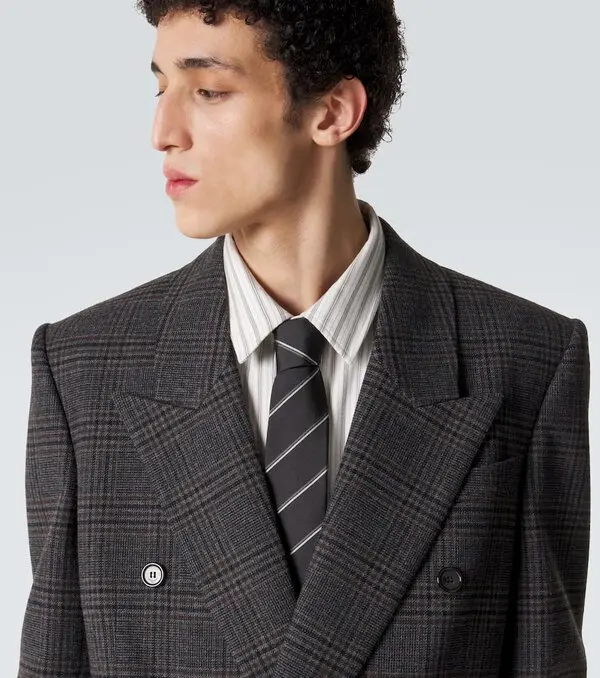 Saint Laurent Striped Silk Twill Tie - Black