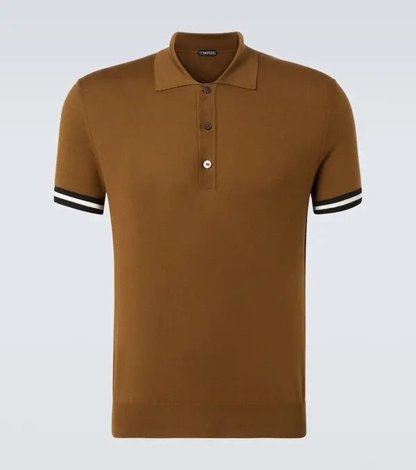 TOM FORD Cotton And Silk Polo Shirt - Brown