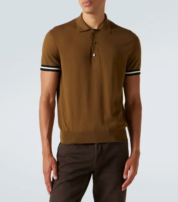TOM FORD Cotton And Silk Polo Shirt - Brown
