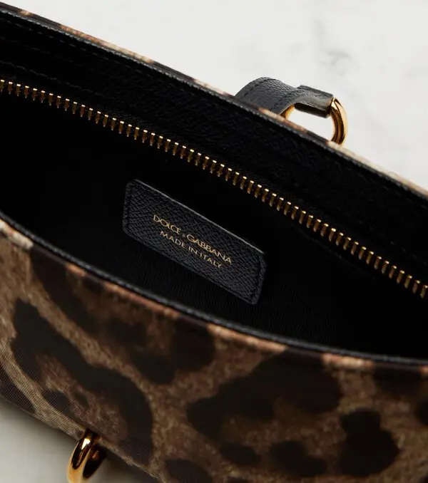 Dolce & Gabbana Leopard-print Canvas Shoulder Bag With Push-lock Fastening - Brown