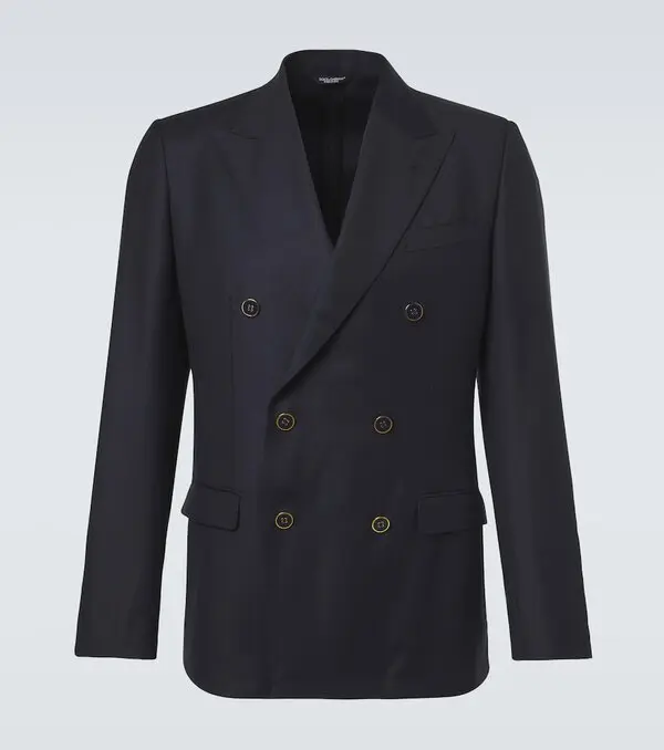 Dolce & Gabbana Double-breasted Virgin Wool Blazer - Black