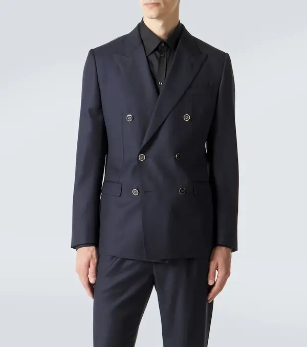 Dolce & Gabbana Double-breasted Virgin Wool Blazer - Black