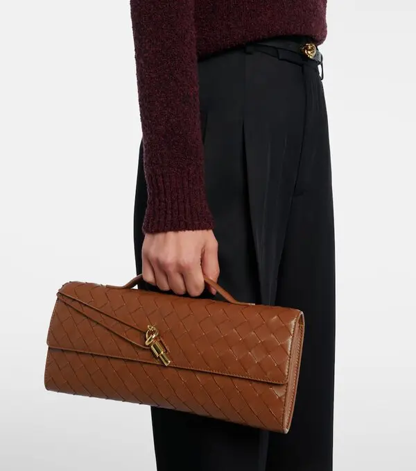 Bottega Veneta Intrecciato Leather Clutch - Brown