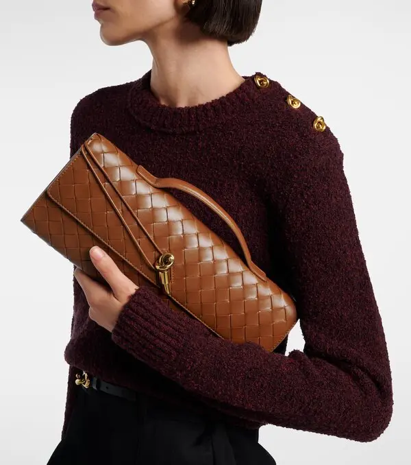 Bottega Veneta Intrecciato Leather Clutch - Brown