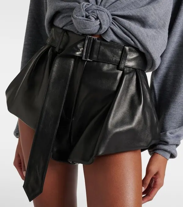Magda Butrym Belted Leather Micro Shorts