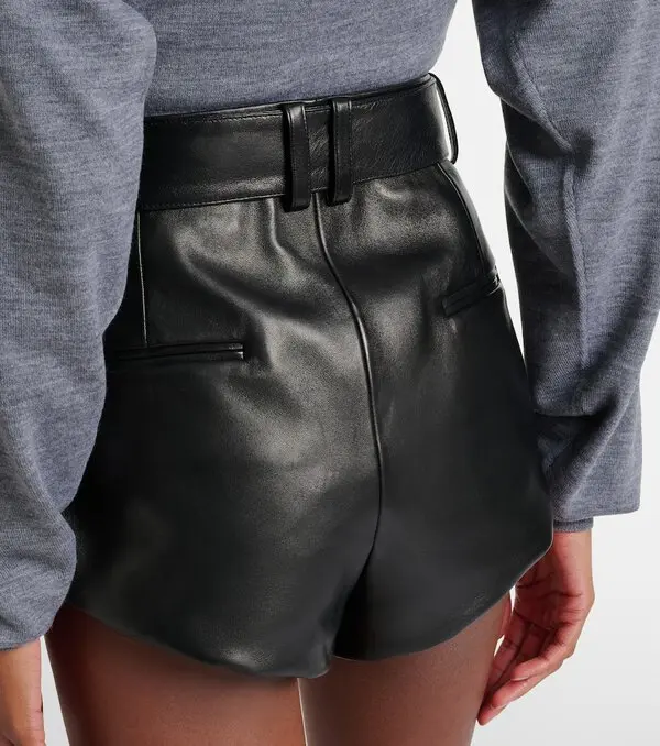 Magda Butrym Belted Leather Micro Shorts