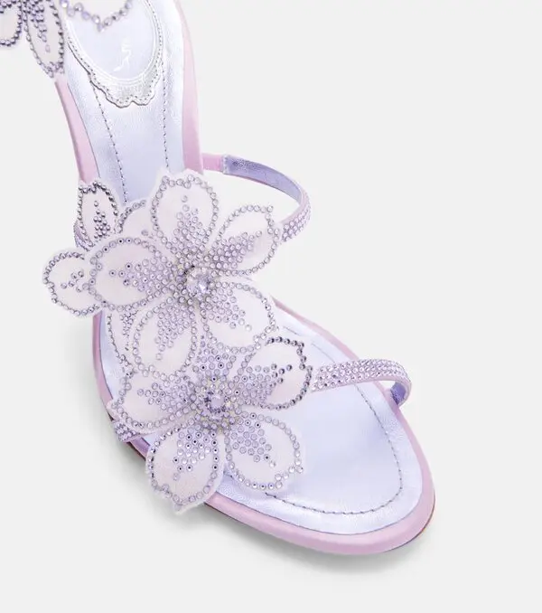 Rene Caovilla Floriane Floral-applique Satin Sandals